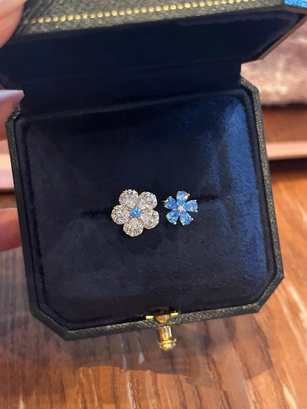 Blue Double Flower Ring – ABB JEWELRY