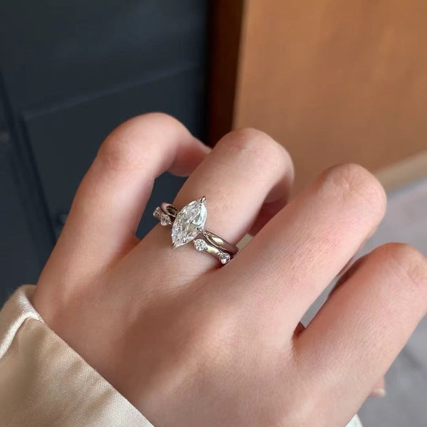 925 Sterling Silver High-Quality Rhinestone Marquise Ring – ABB JEWELRY